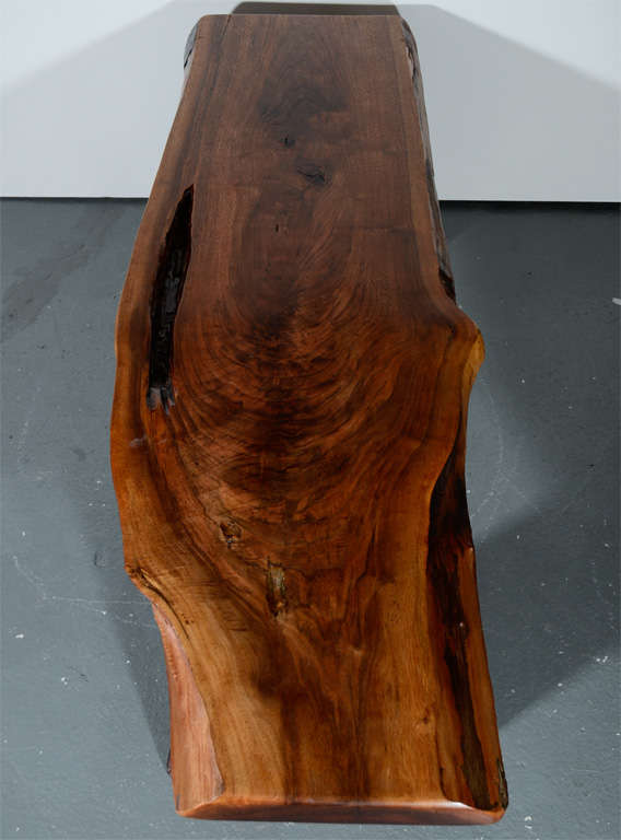 Nakashima Inspired Solid Walnut Free Edge Coffee Table/Bench at 1stDibs