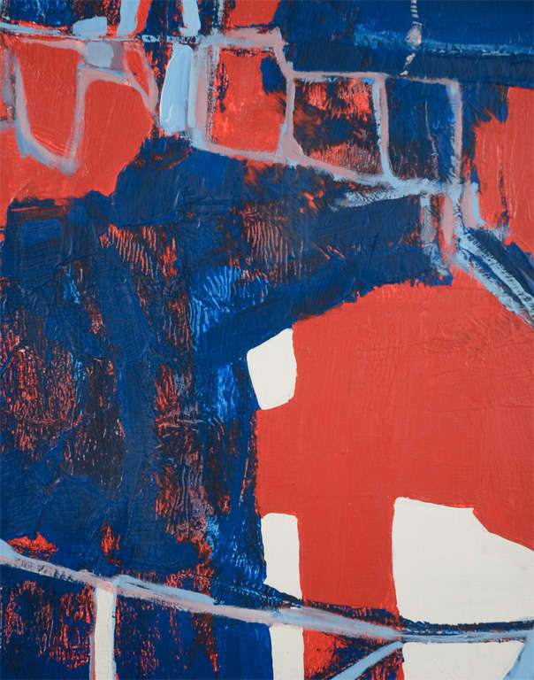 Mid-Century Abstract Oil on Masonite by Artist J Durand at 1stDibs | j ...