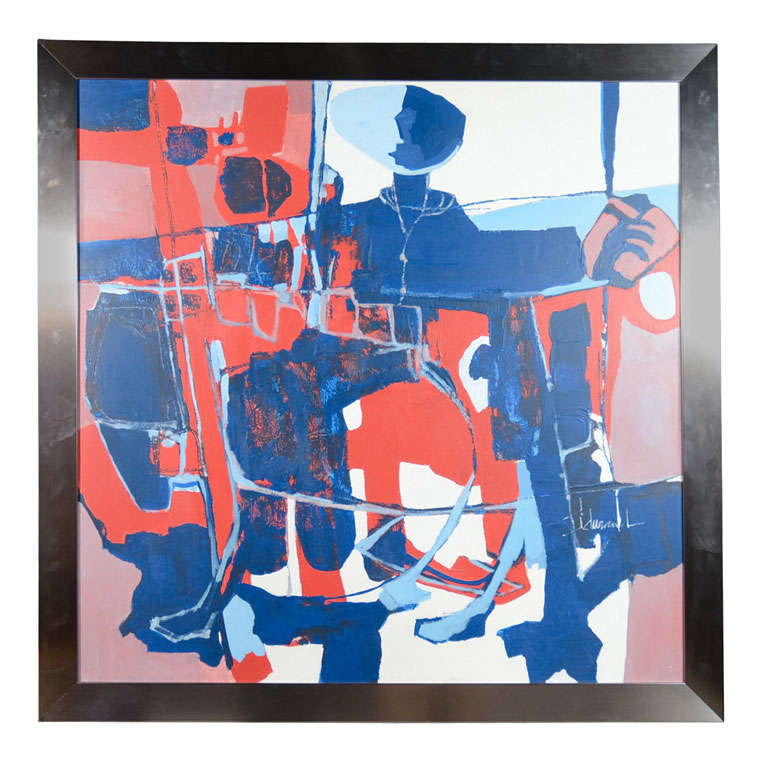 Mid-Century Abstract Oil on Masonite by Artist J Durand at 1stDibs | j ...