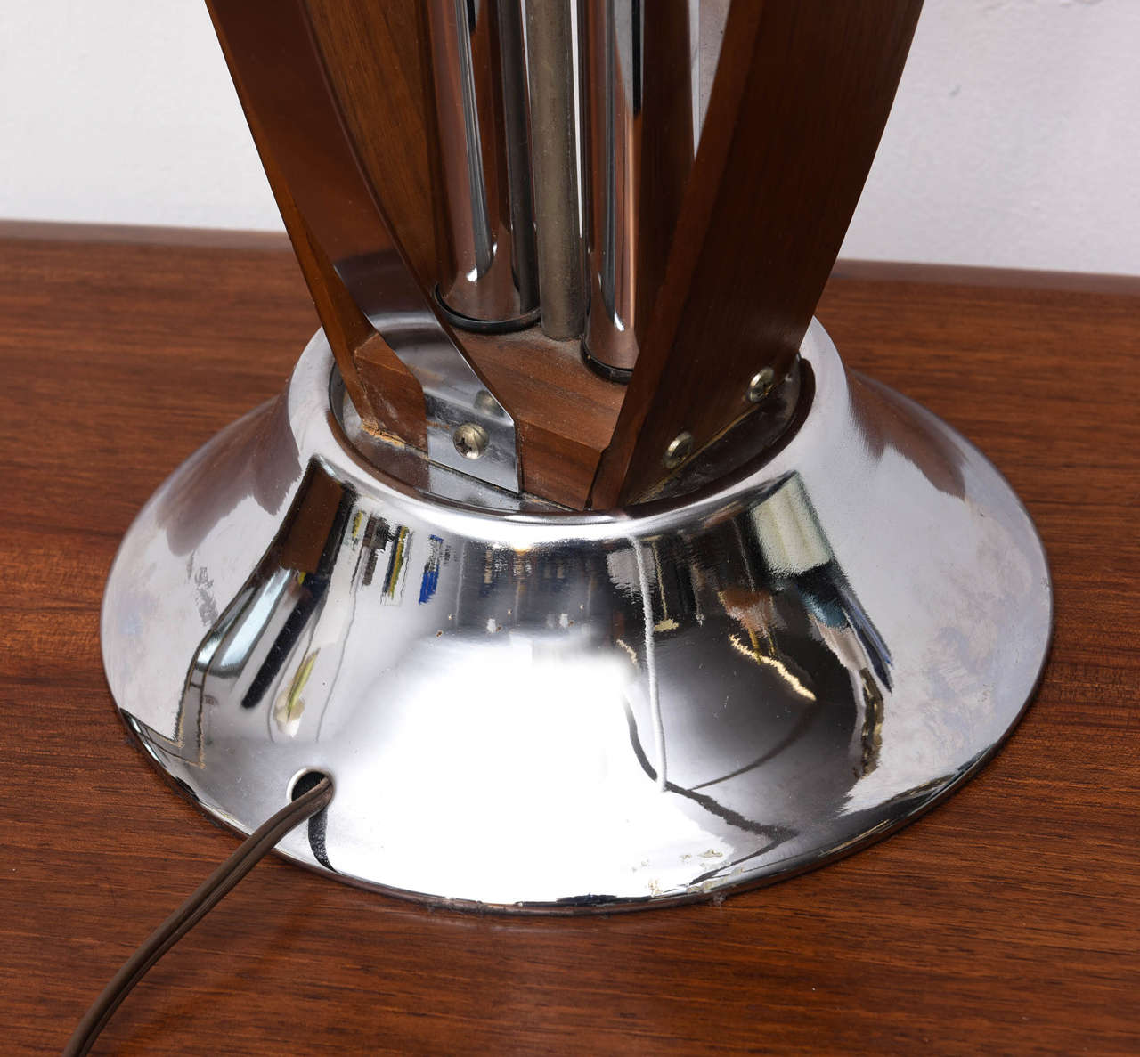 Gorgeous MCM Wood and Chrome Tables Lamps from Denmark, 1959 For Sale ...