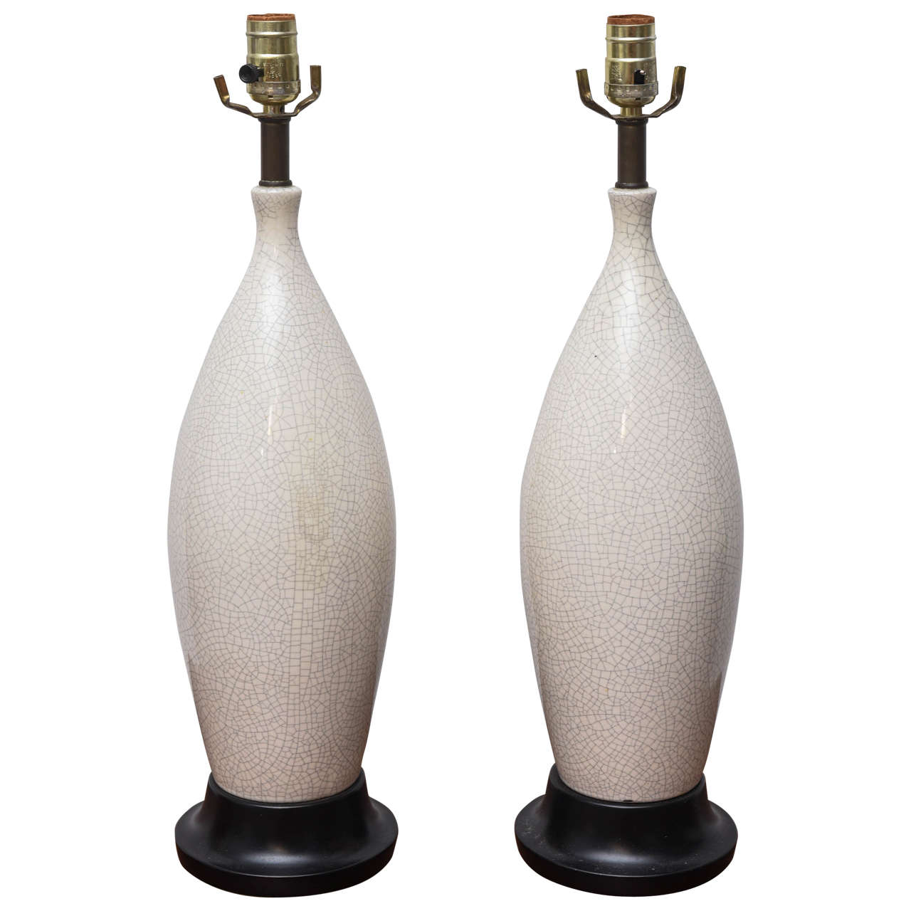 Pair of Han Style Ceramic Lamps with Crackle Finish at 1stDibs