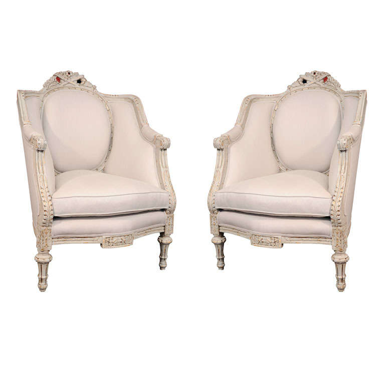 Detailed French Bergere Chairs, circa 1930s at 1stDibs