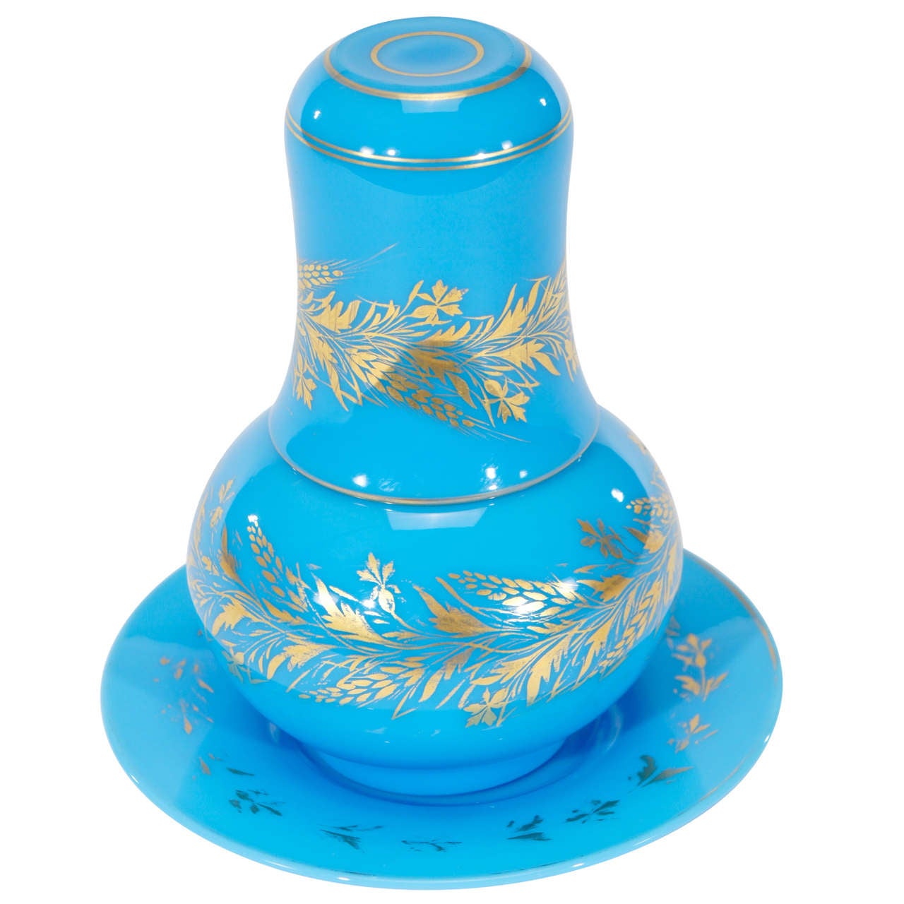 19th Century Baccarat Opaline Turquoise 3 Piece "Tumble-Up" For Sale at ...