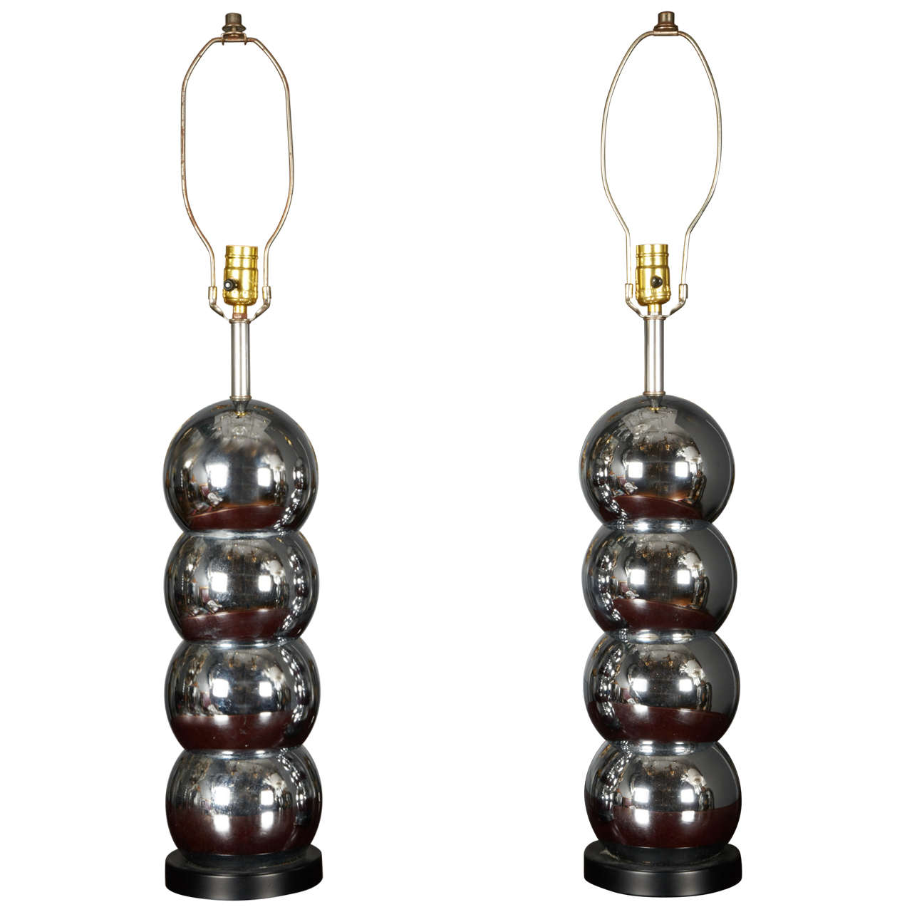 Eclectic Set of Five Different Stainless Steel Lamps with Original ...