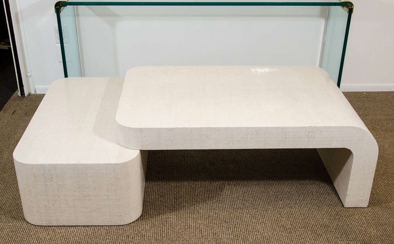 Lacquered Grass Cloth Covered Cocktail Table at 1stDibs