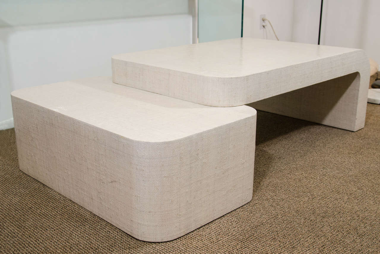 Lacquered Grass Cloth Covered Cocktail Table at 1stDibs