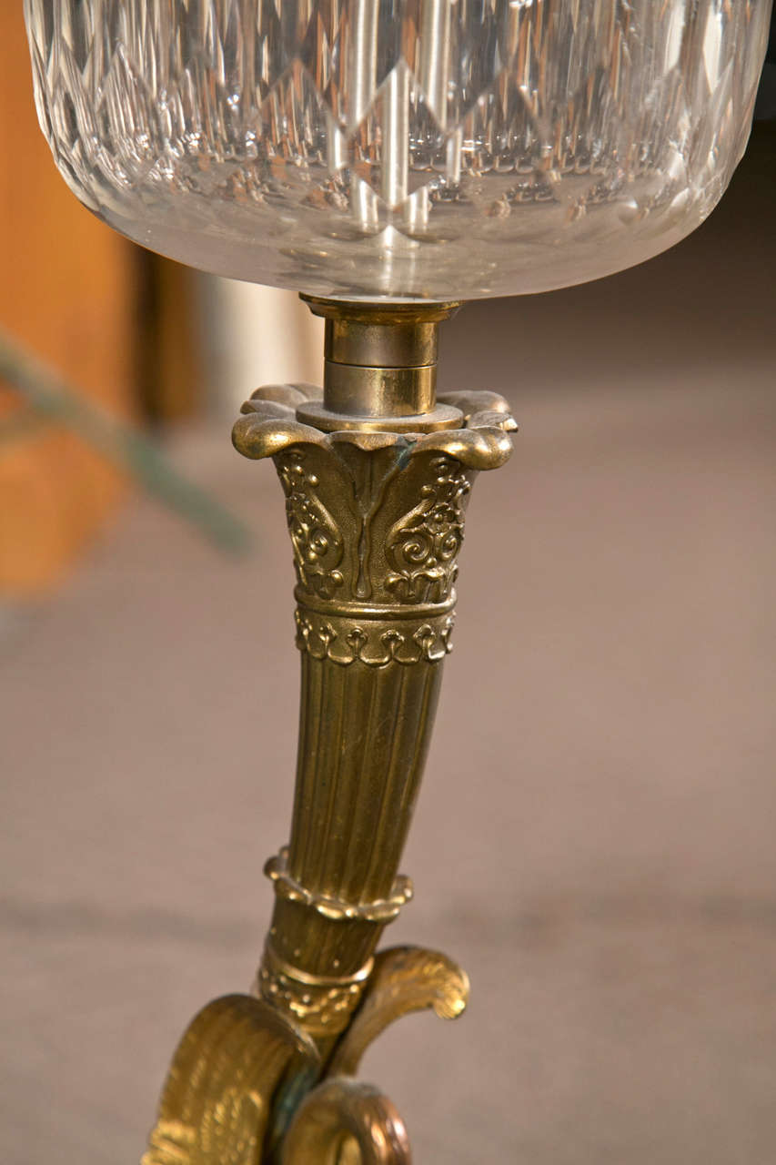 Pair of Empire Bronze Swan Lamps, circa 1800s For Sale at 1stDibs