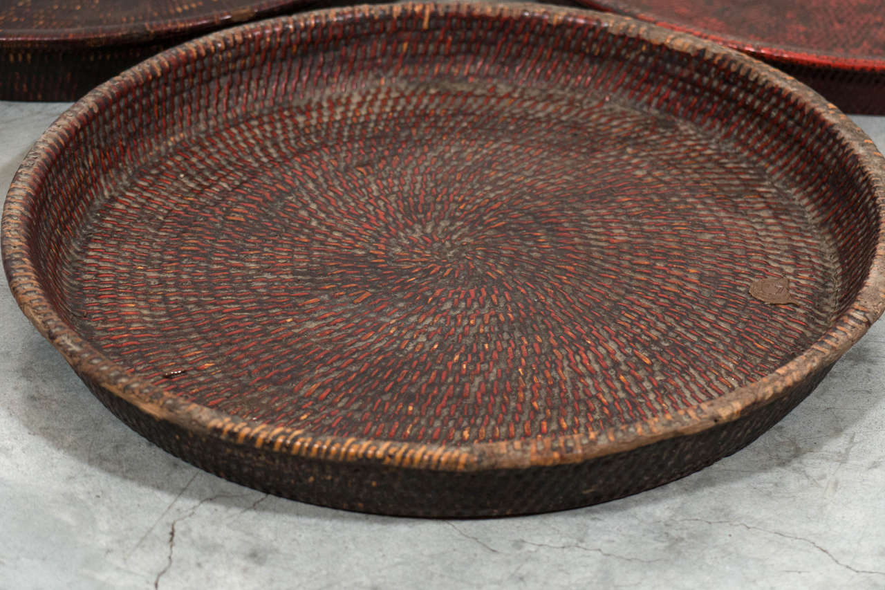 Lacquered Woven Trays at 1stDibs