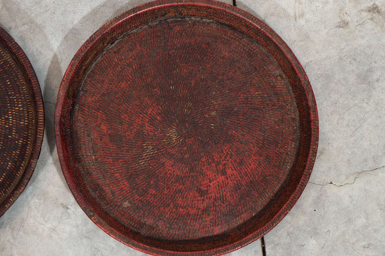 Lacquered Woven Trays at 1stDibs