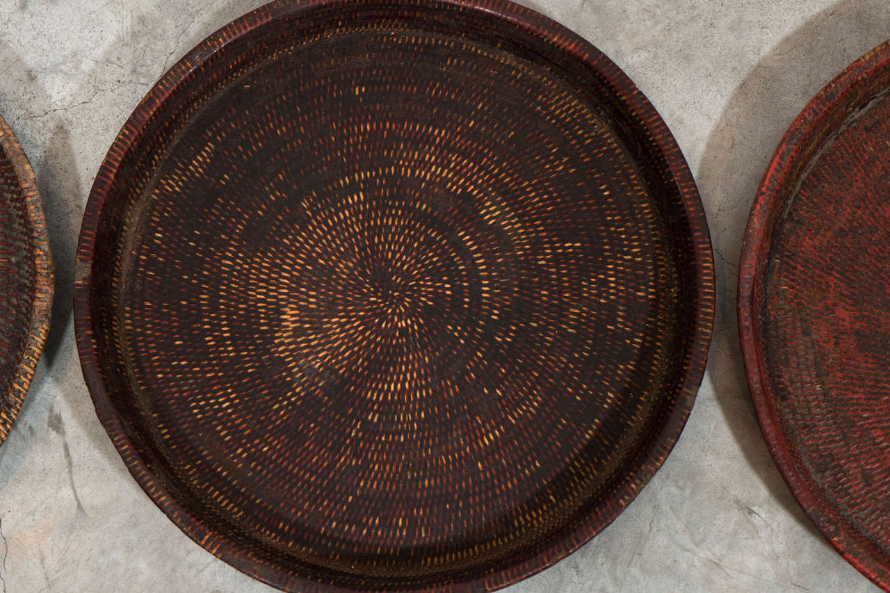 Lacquered Woven Trays at 1stDibs