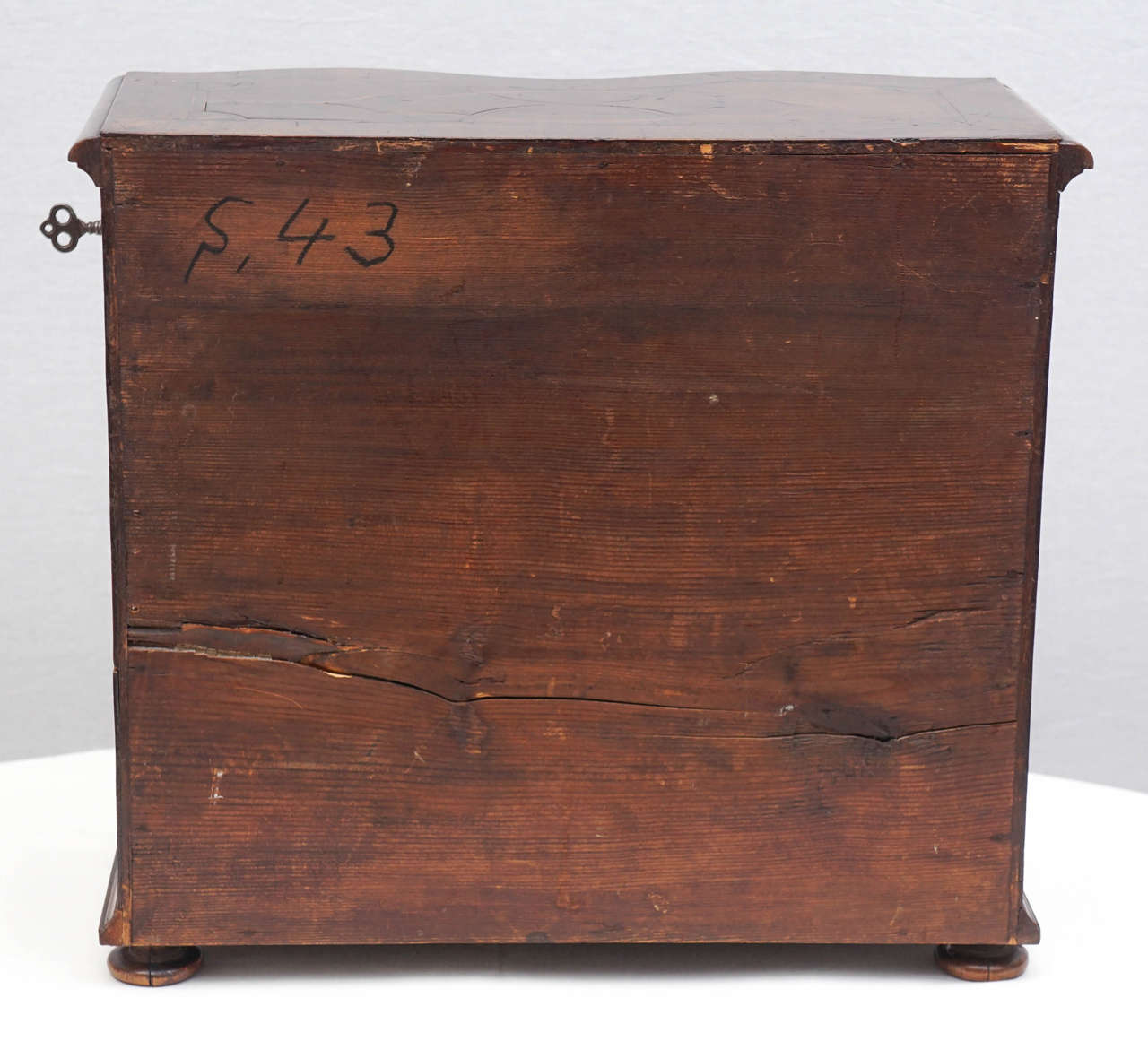 German Rococo Style Walnut Inlaid Miniature Chest of Drawers or Jewelry ...