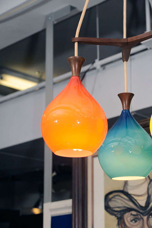 Danish Modern Tri-Color Pendant Light at 1stDibs