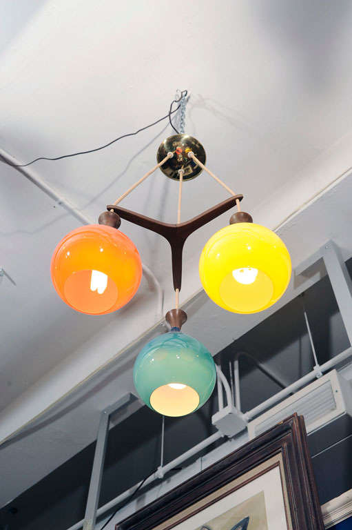Danish Modern Tri-Color Pendant Light at 1stDibs