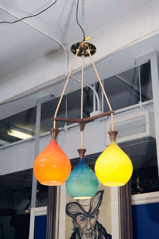 Danish Modern Tri-Color Pendant Light at 1stDibs