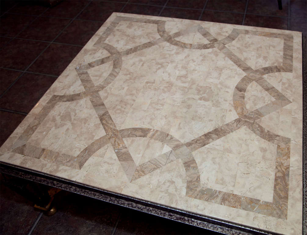 Metal and Marble Square Coffee Table For Sale at 1stDibs