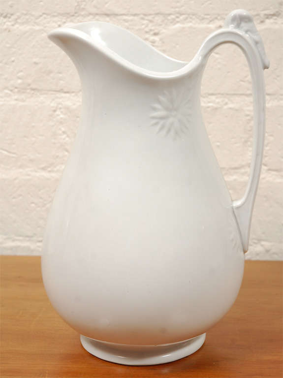 Antique White Ironstone Pitcher at 1stDibs