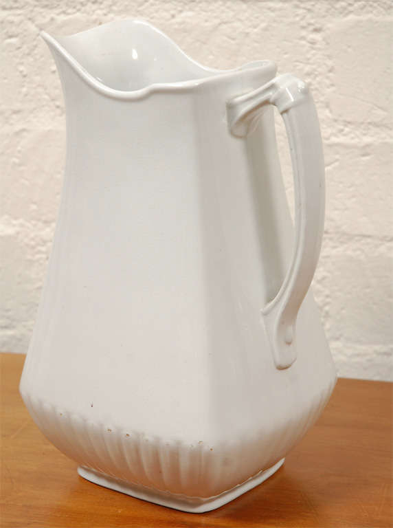 Antique White Ironstone Pitcher at 1stDibs