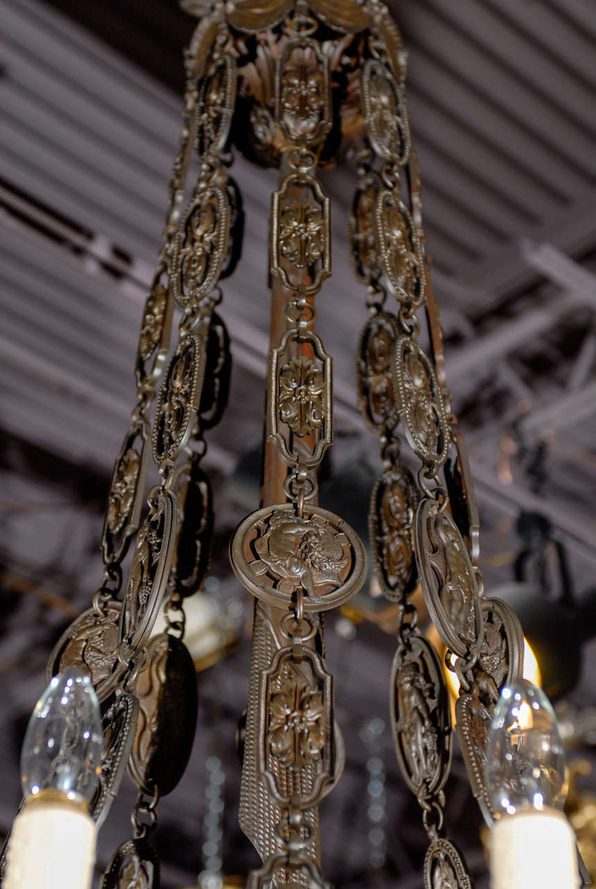 Antique Chandelier. Very Unusual Bronze Chandelier For Sale at 1stDibs