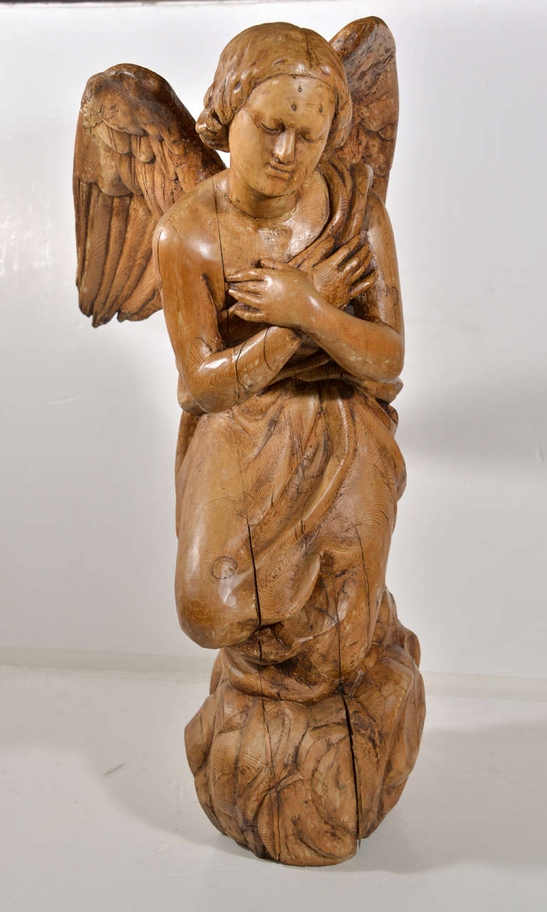 Pair of Antique Carved Wooden Angels at 1stDibs | wooden angels for ...