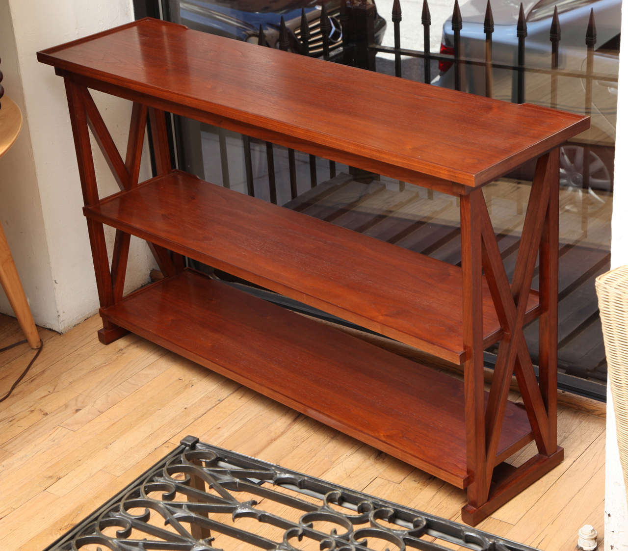 Custom Mahogany Three Tier Wood Console For Sale at 1stDibs