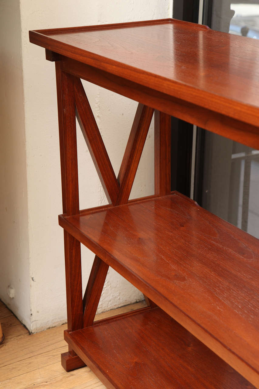 Custom Mahogany Three Tier Wood Console For Sale at 1stDibs
