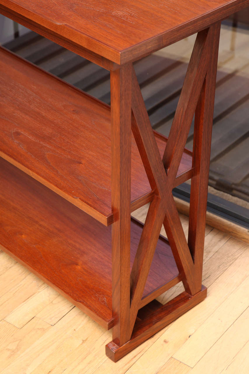 Custom Mahogany Three Tier Wood Console For Sale at 1stDibs