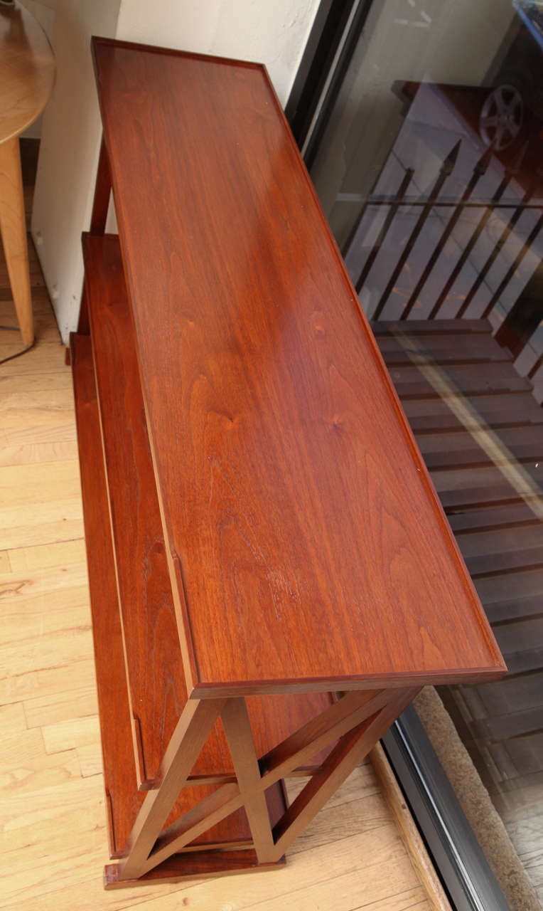 Custom Mahogany Three Tier Wood Console For Sale at 1stDibs