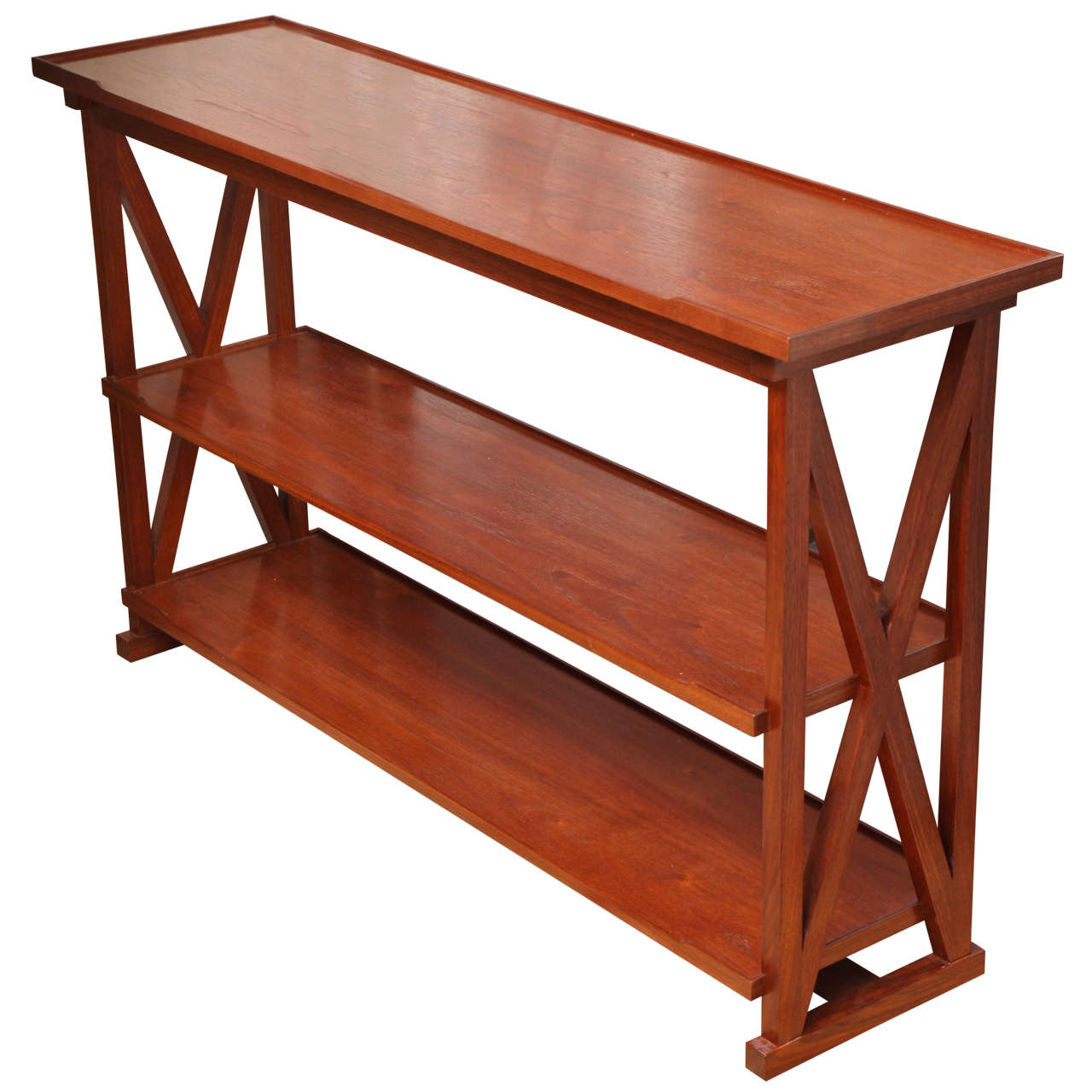Custom Mahogany Three Tier Wood Console For Sale at 1stDibs