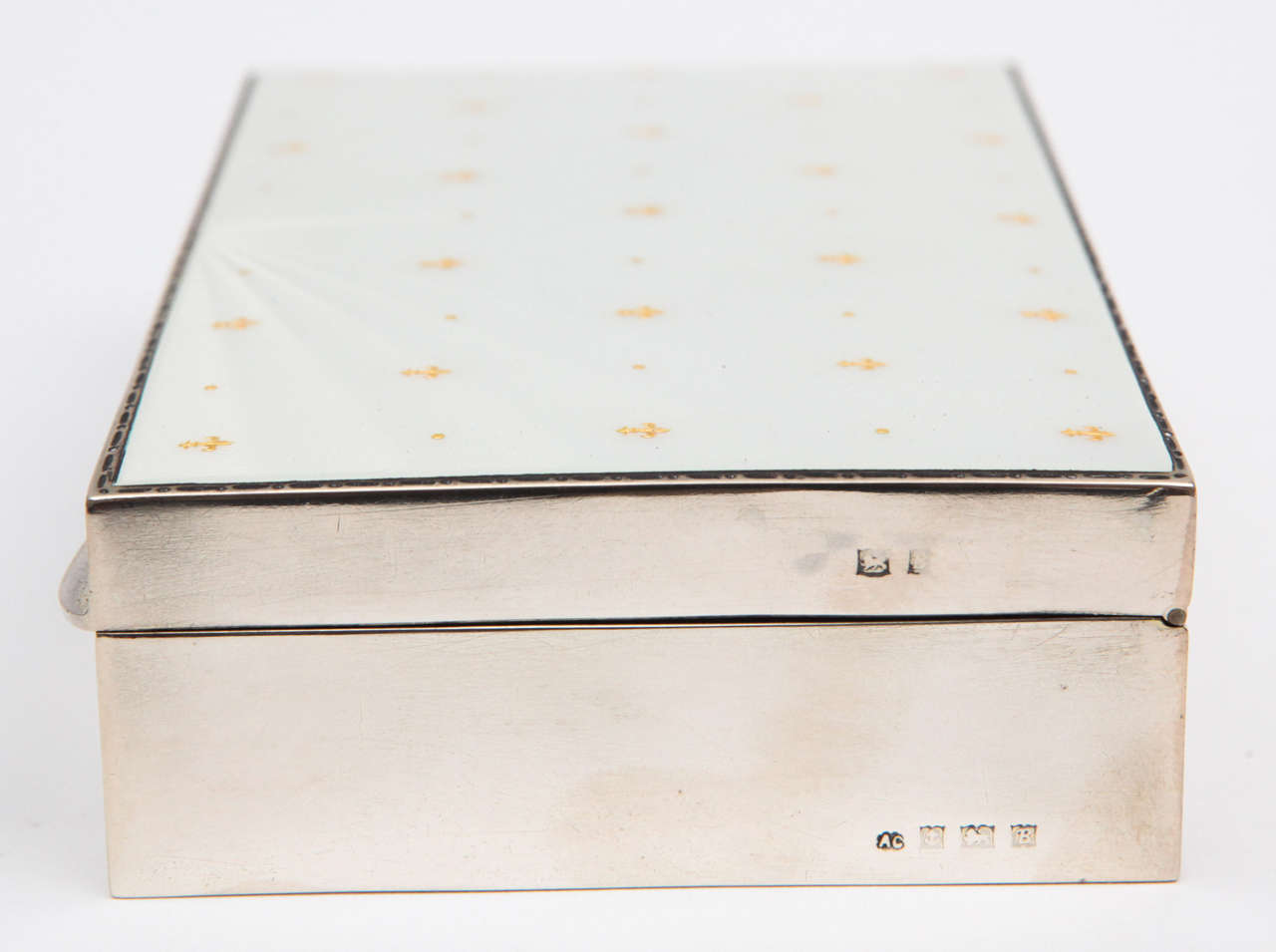 Vintage English Sterling Silver Box with Enameled Top at 1stDibs