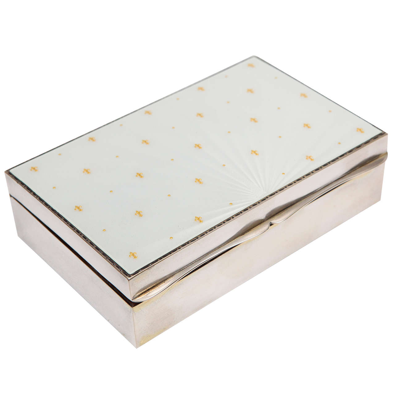 Vintage English Sterling Silver Box with Enameled Top at 1stDibs