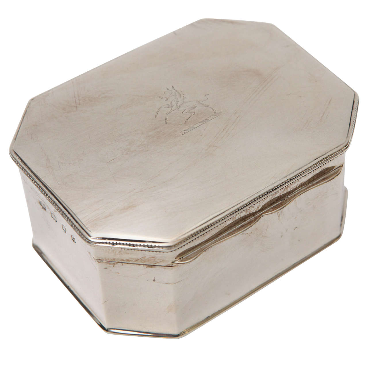 Vintage English Sterling Silver Box with Enameled Top at 1stDibs