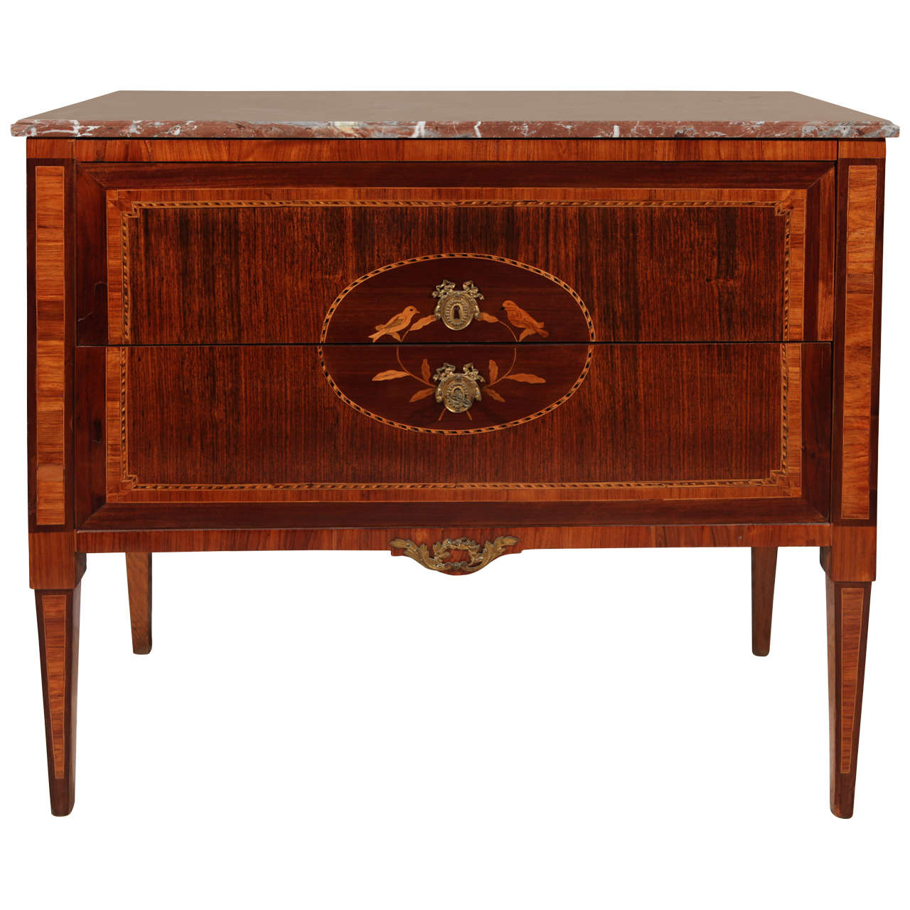 19th Century Anglo-Indian Commode with Five Drawers and Floral Inlay ...
