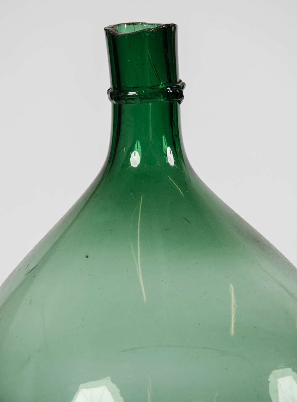 Pair of Late 18th Century Green Handblown Demijohns Glass Bottles For ...