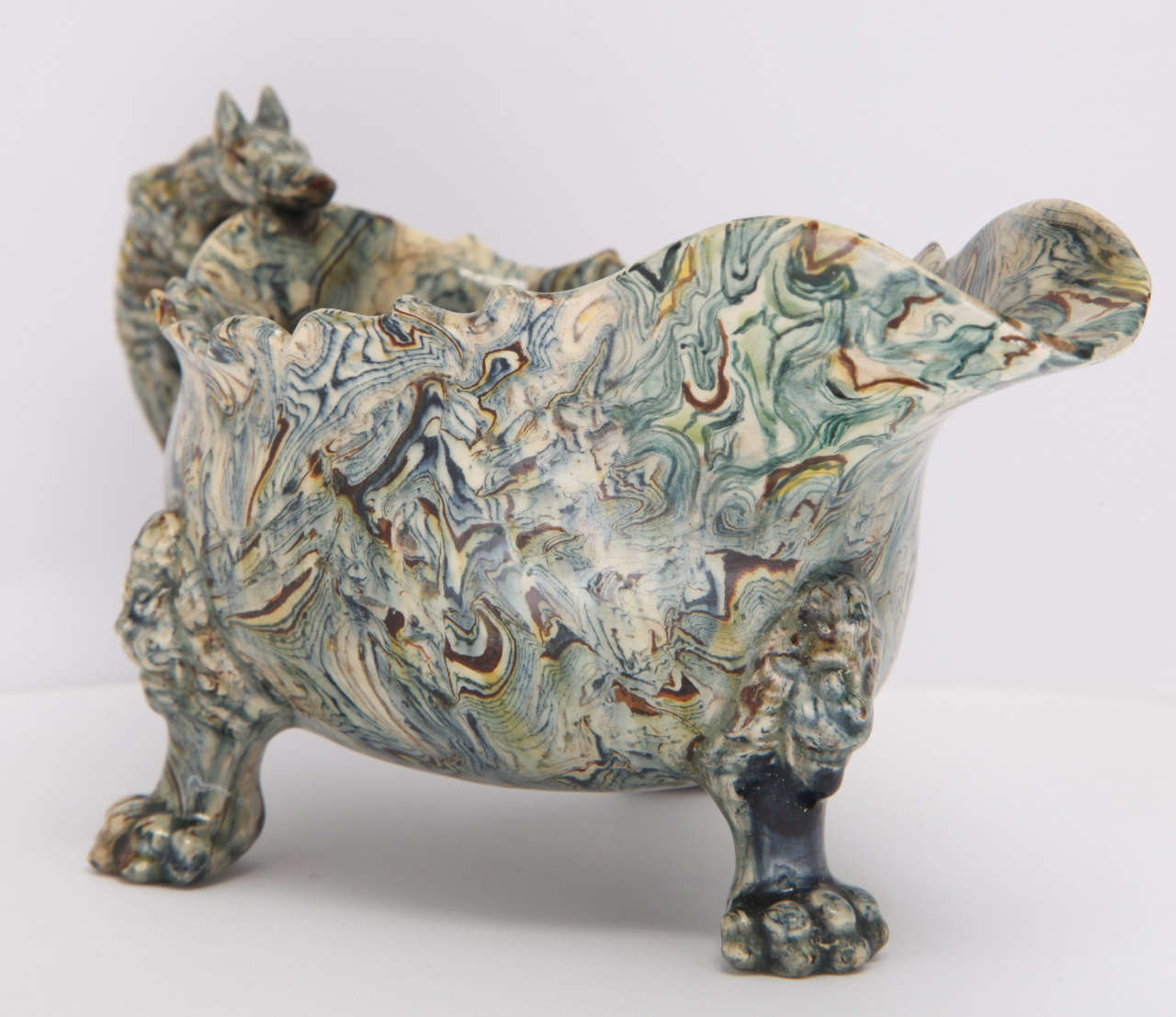 Rare English Solid Agate Pottery Silver Shape Footed Sauceboat For Sale ...