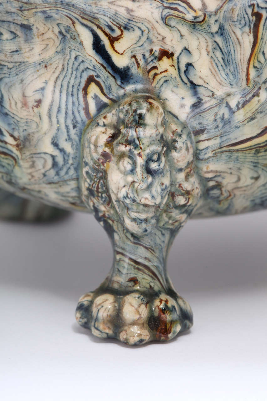 Rare English Solid Agate Pottery Silver Shape Footed Sauceboat For Sale ...