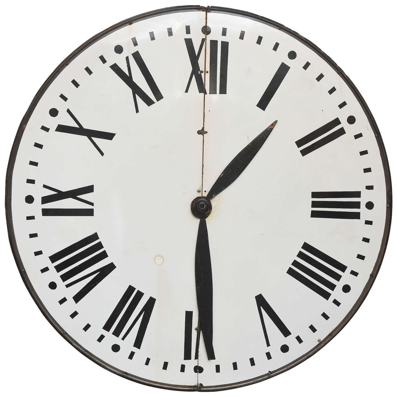 Giant French Enameled Clock Face For Sale at 1stDibs