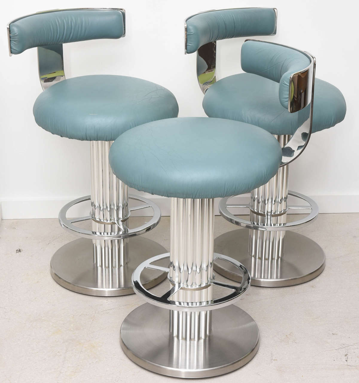 Nickel-Plated Counter Height Stools by Design for Leisure at 1stDibs
