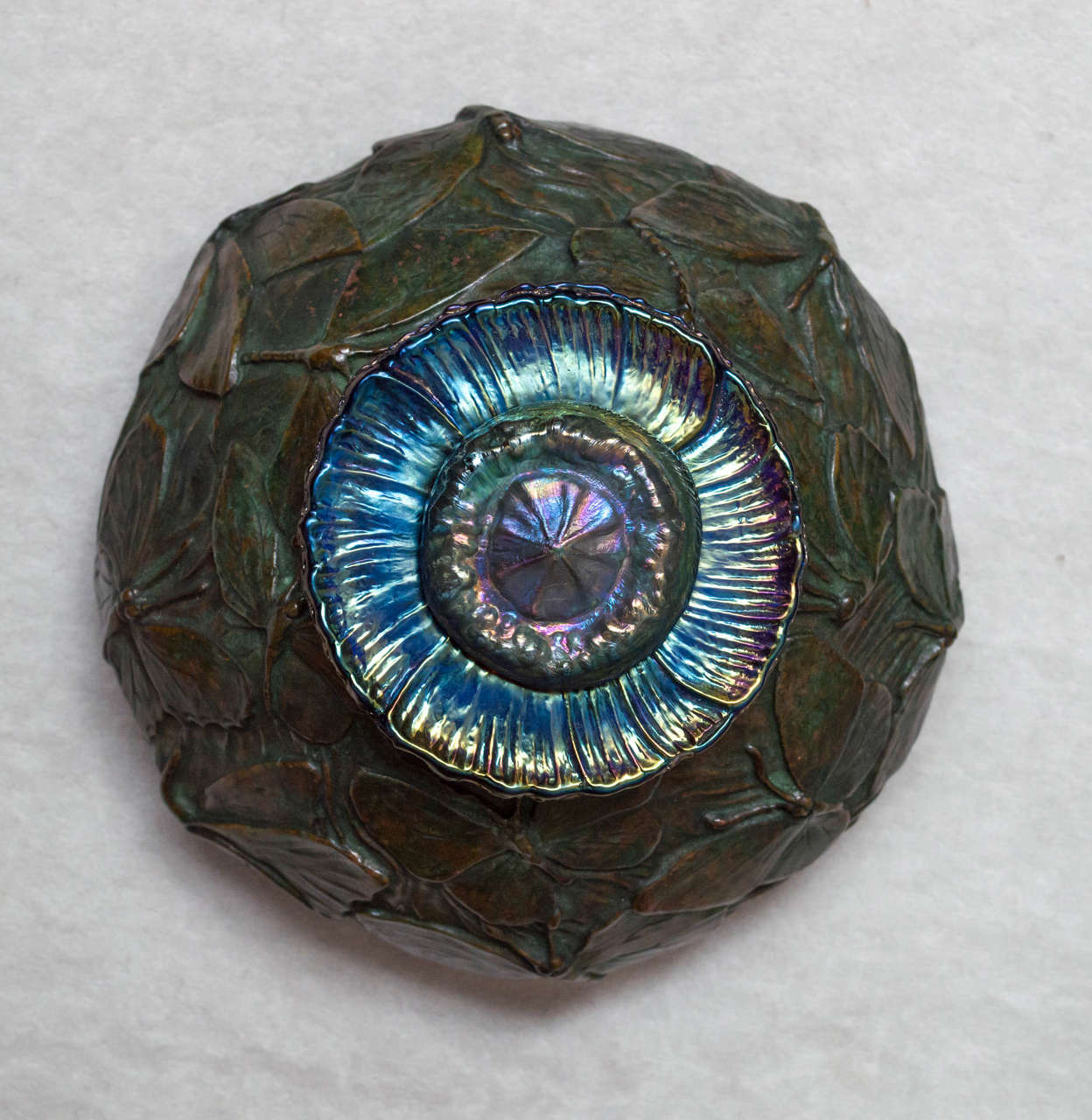 Rare Tiffany Studios Inkwell with Butterflies and Blue Glass Insert at ...