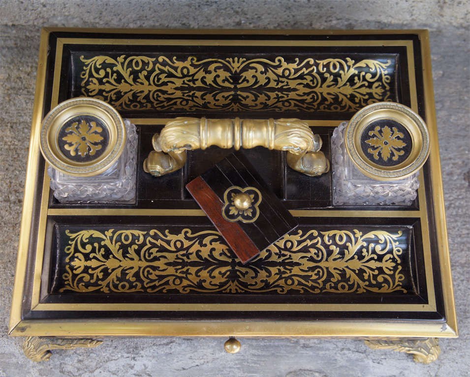 French Boulle Style Inlaid Ink-well For Sale at 1stDibs