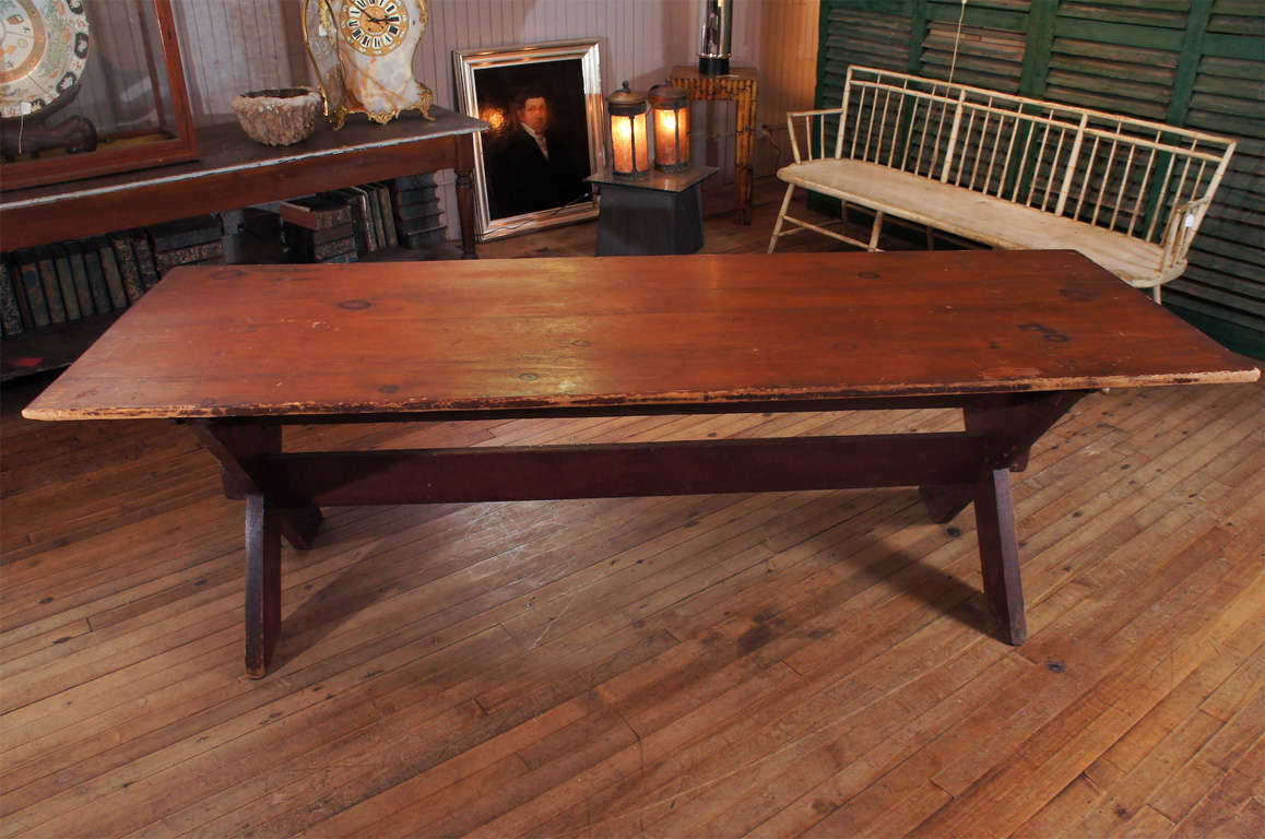 Large American Sawbuck Table at 1stDibs