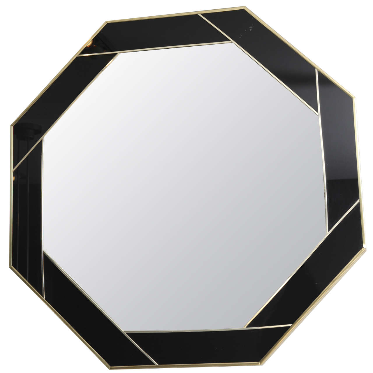 Hexagonal Aperture Brass and Black Acrylic Mirror at 1stDibs