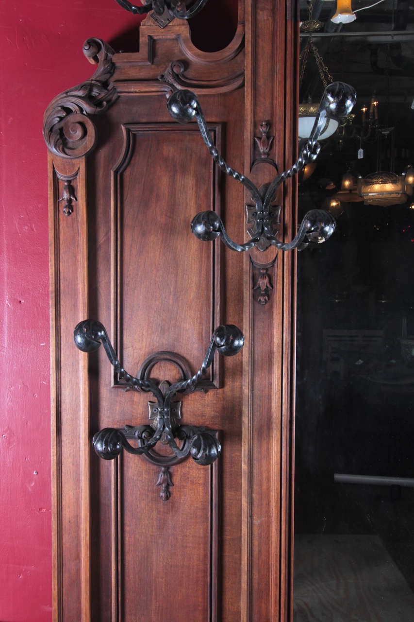 Large Scale Art Nouveau Wooden Hall Tree Mirror at 1stDibs