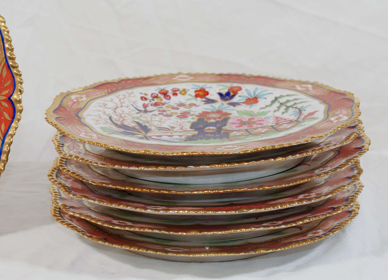 One Dozen Worcester Pagoda (Fence) Pattern Dishes at 1stDibs