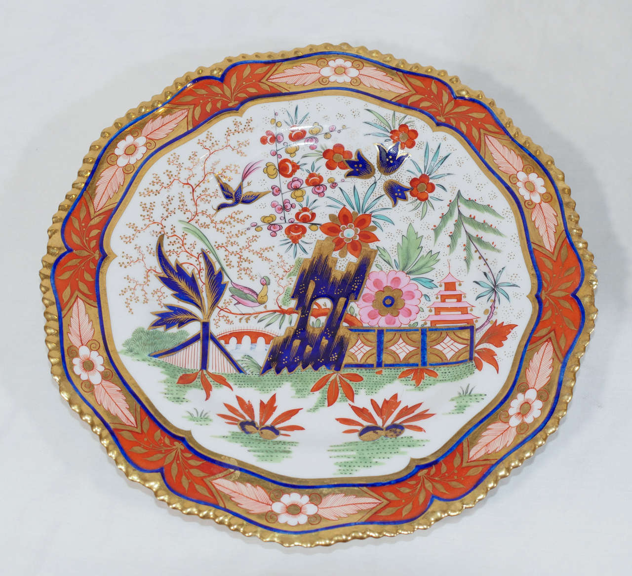 One Dozen Worcester Pagoda (Fence) Pattern Dishes at 1stDibs