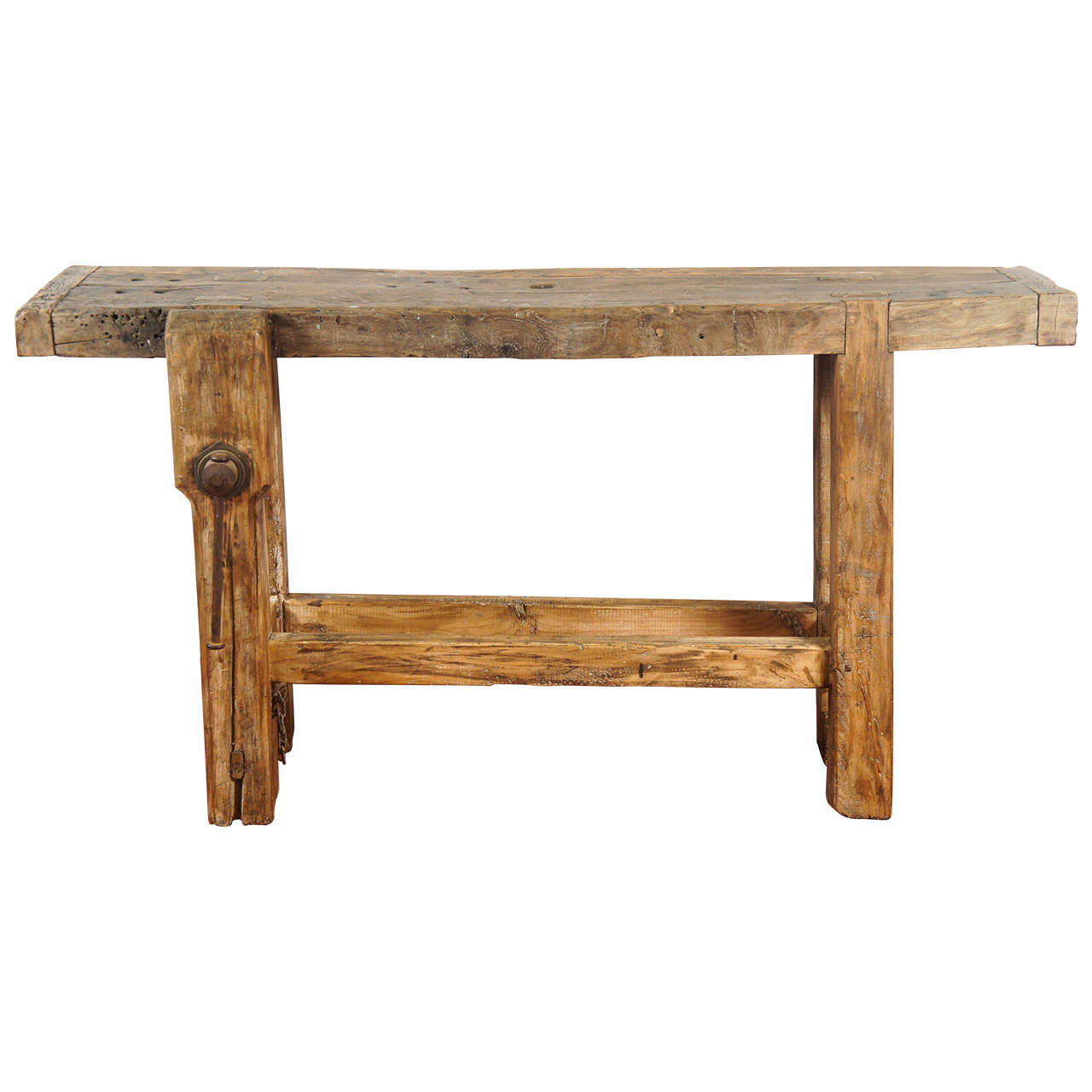 Rustic French Workbench Console Table at 1stDibs