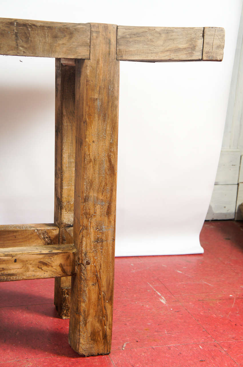 Rustic French Workbench Console Table at 1stDibs