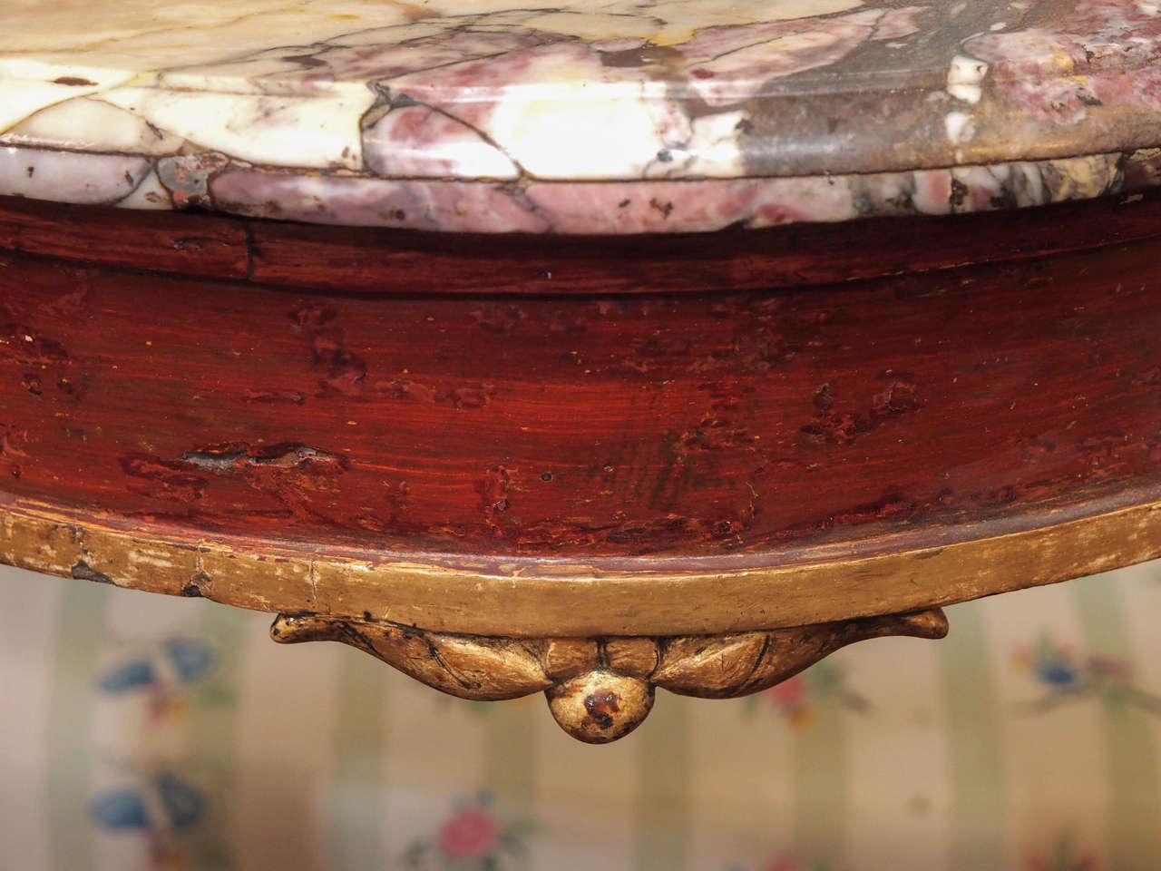 Small Venetian Painted Console Table with Marble Top at 1stDibs
