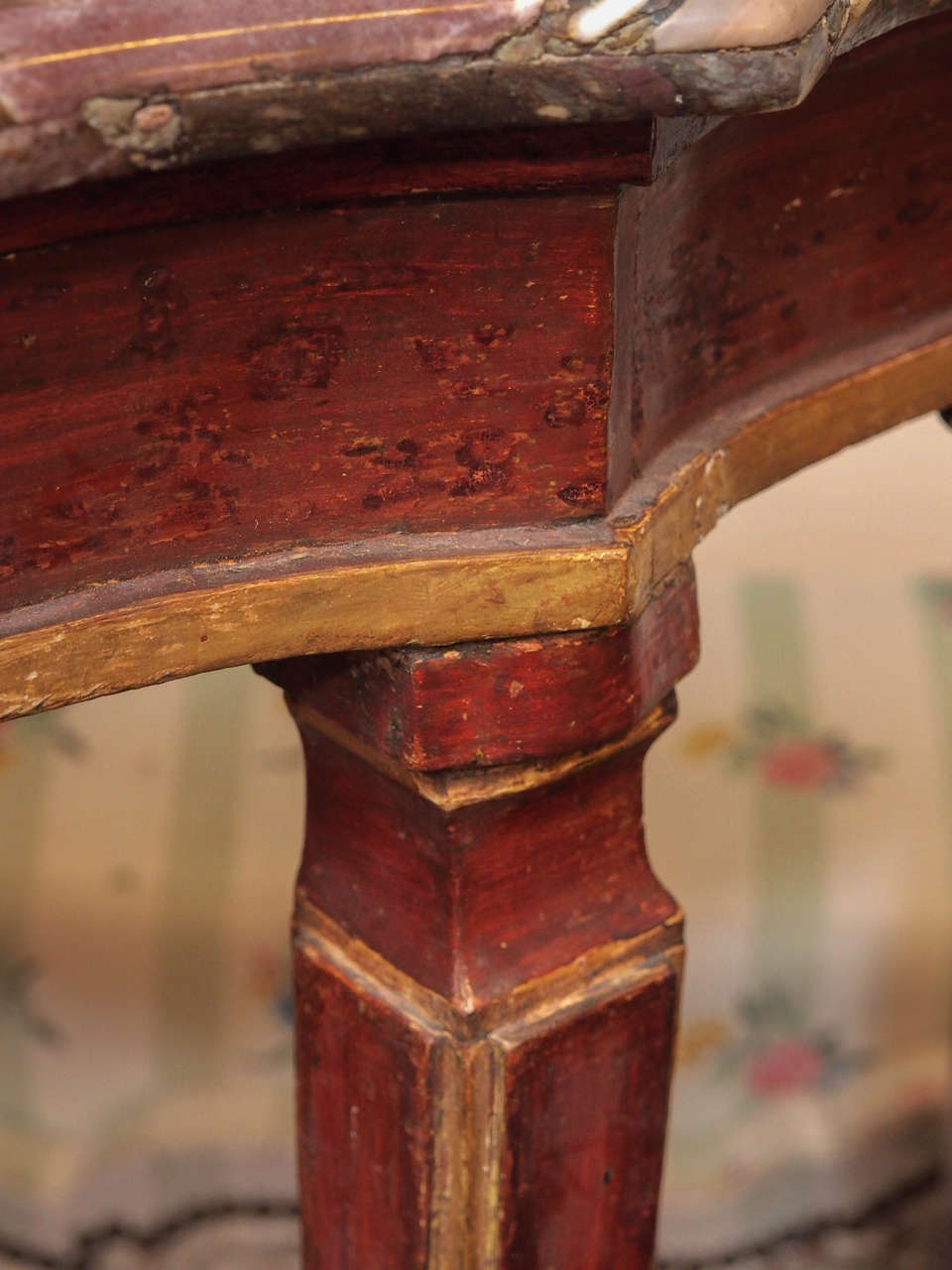 Small Venetian Painted Console Table with Marble Top at 1stDibs