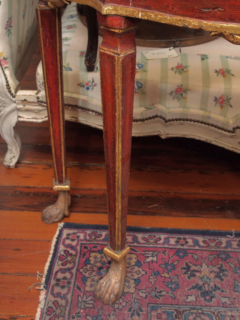 Small Venetian Painted Console Table with Marble Top at 1stDibs