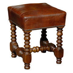 Spanish Leather Seat Stool at 1stDibs